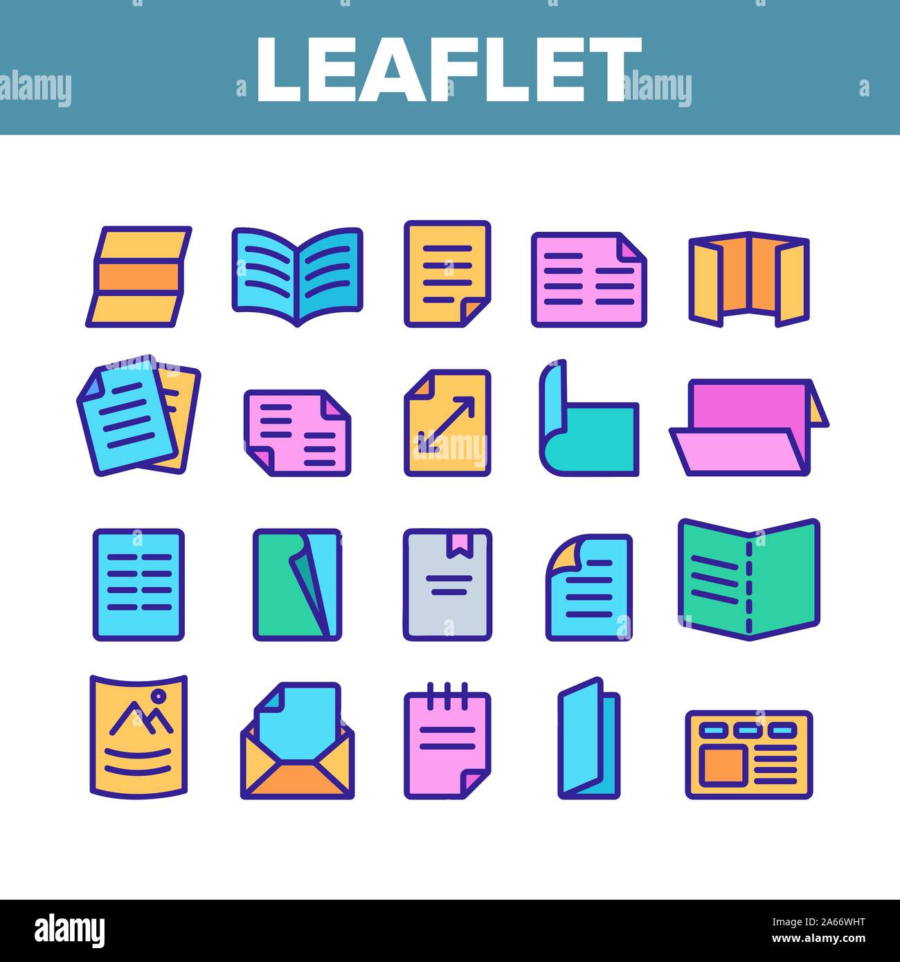 Leaflet Paper Collection Elements Icons Set Vector Stock Vector Image And Art Alamy