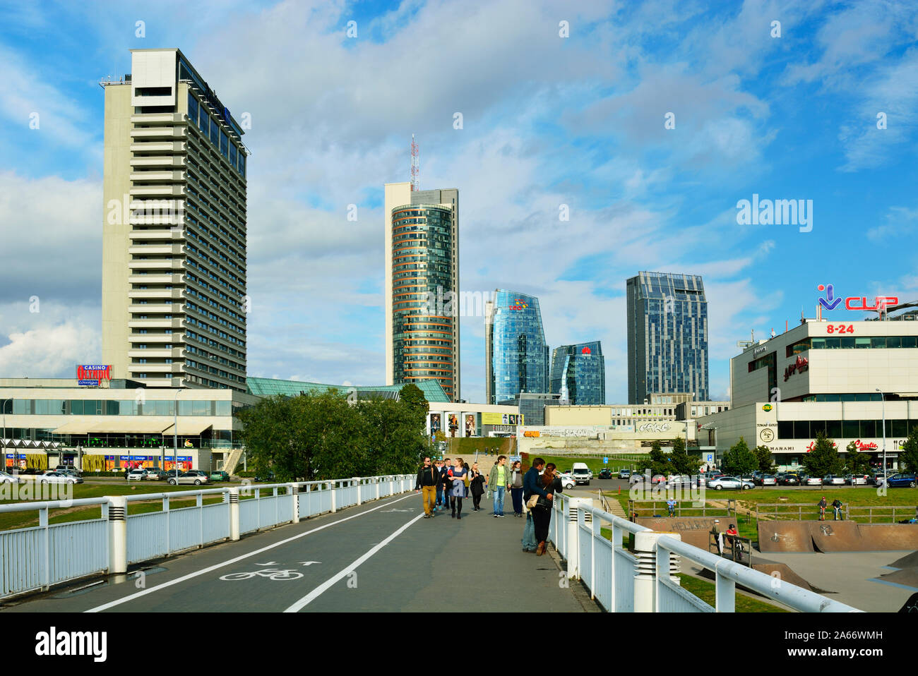 Snipiskes area viewed from Neris River. Vilnius, Lithuania Stock Photo ...