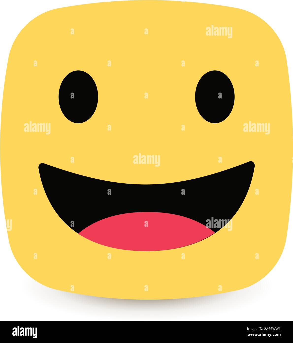 Square yellow smiley. Friendly emotion. Joyful facial expression ...