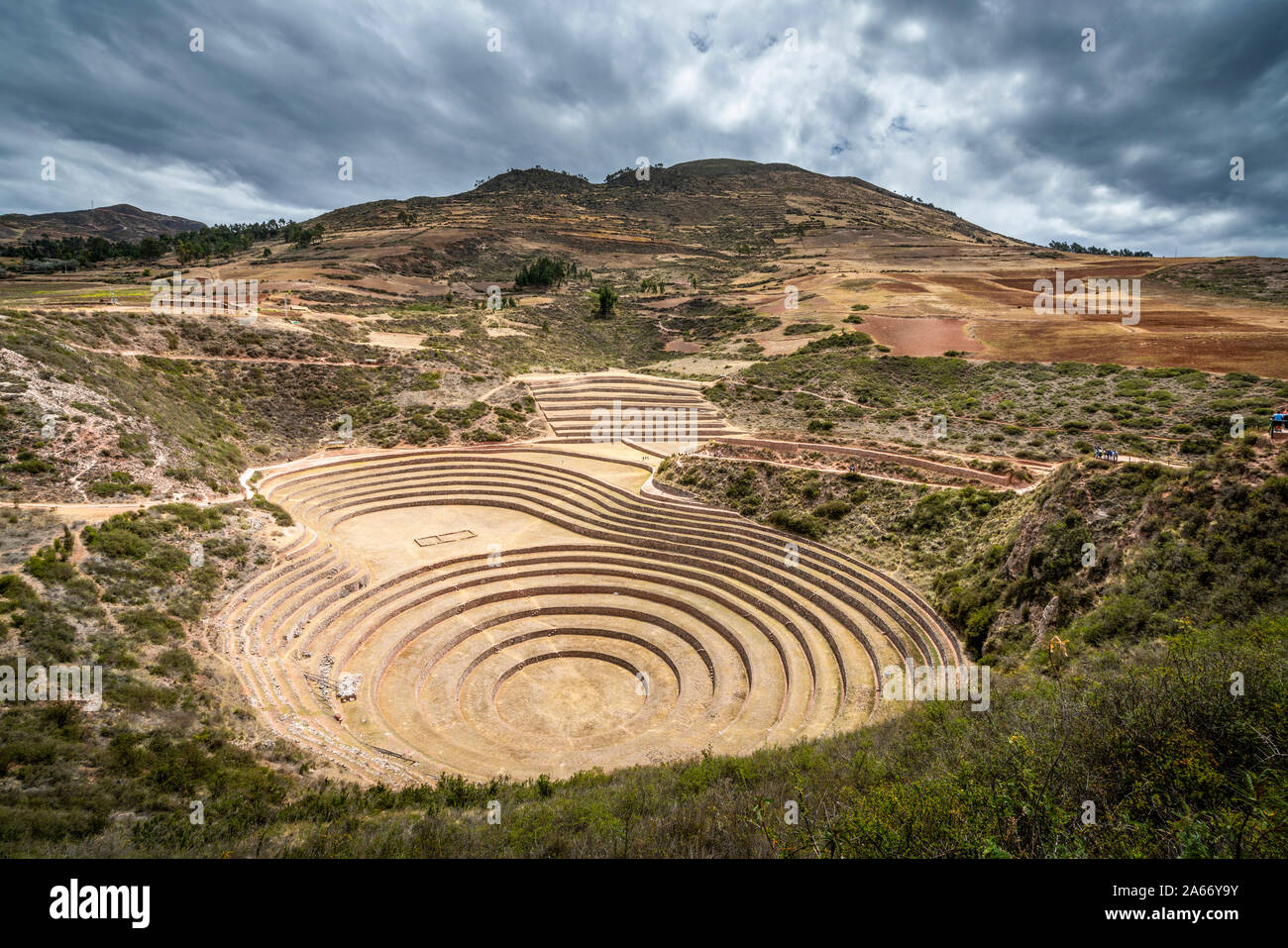 Ancient Inca terrace fields at Moray, Maras, Sacred Valley, Cuzco ...