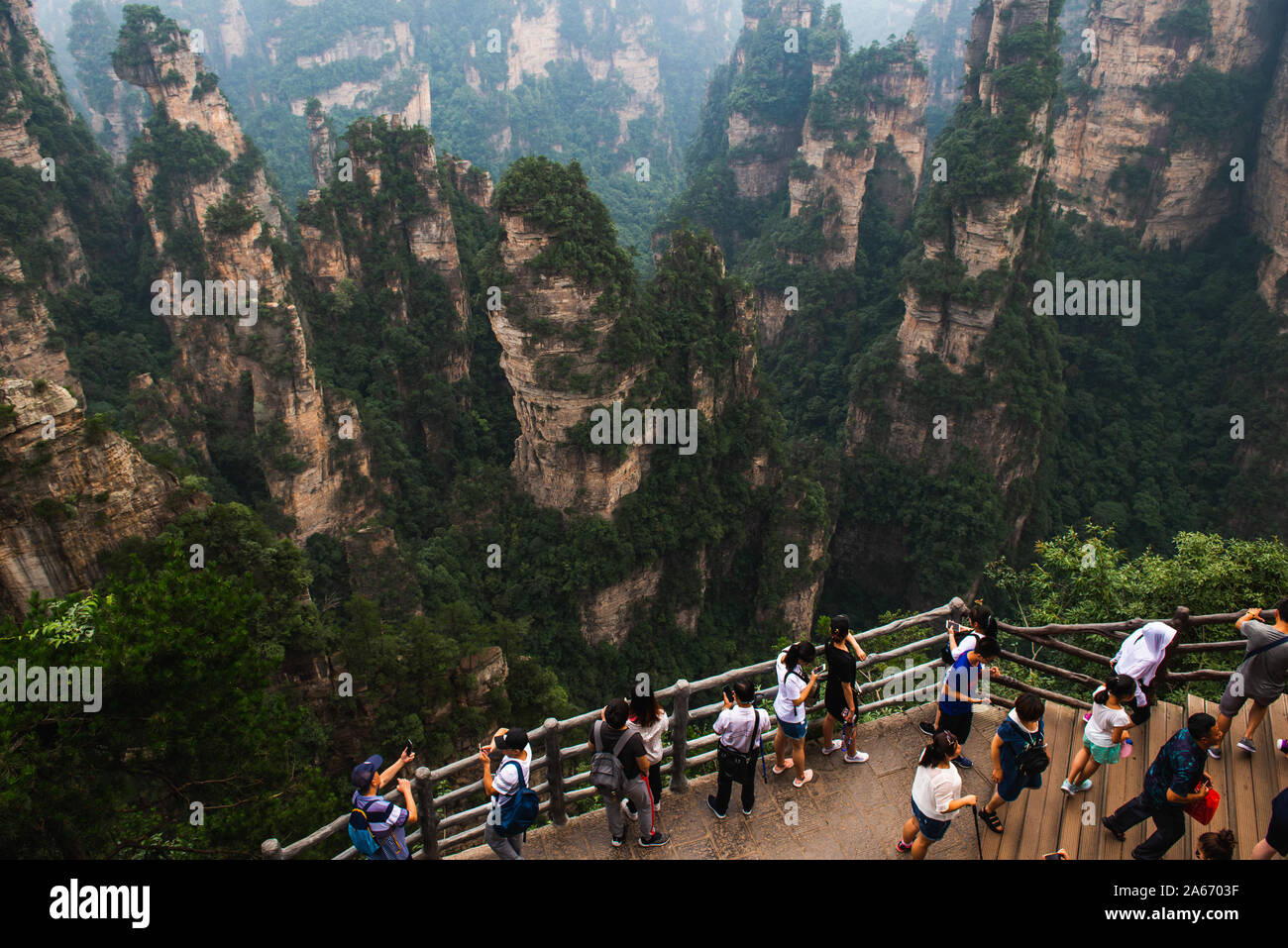 Natural sandstone formations in Zhangjiajie National Forest Park in ...