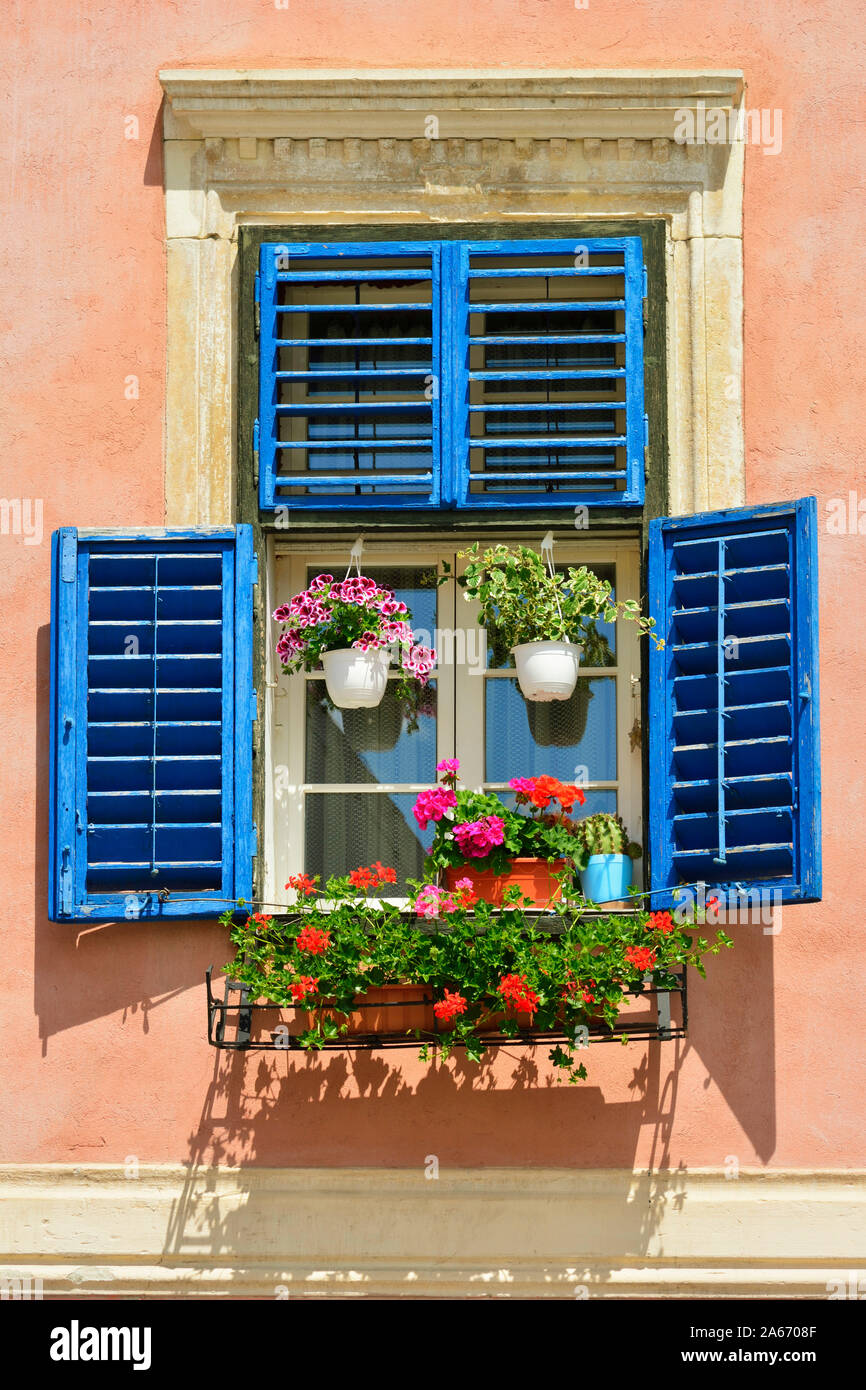 Windows in the old town of Sibiu. Transylvania, Romania Stock Photo - Alamy