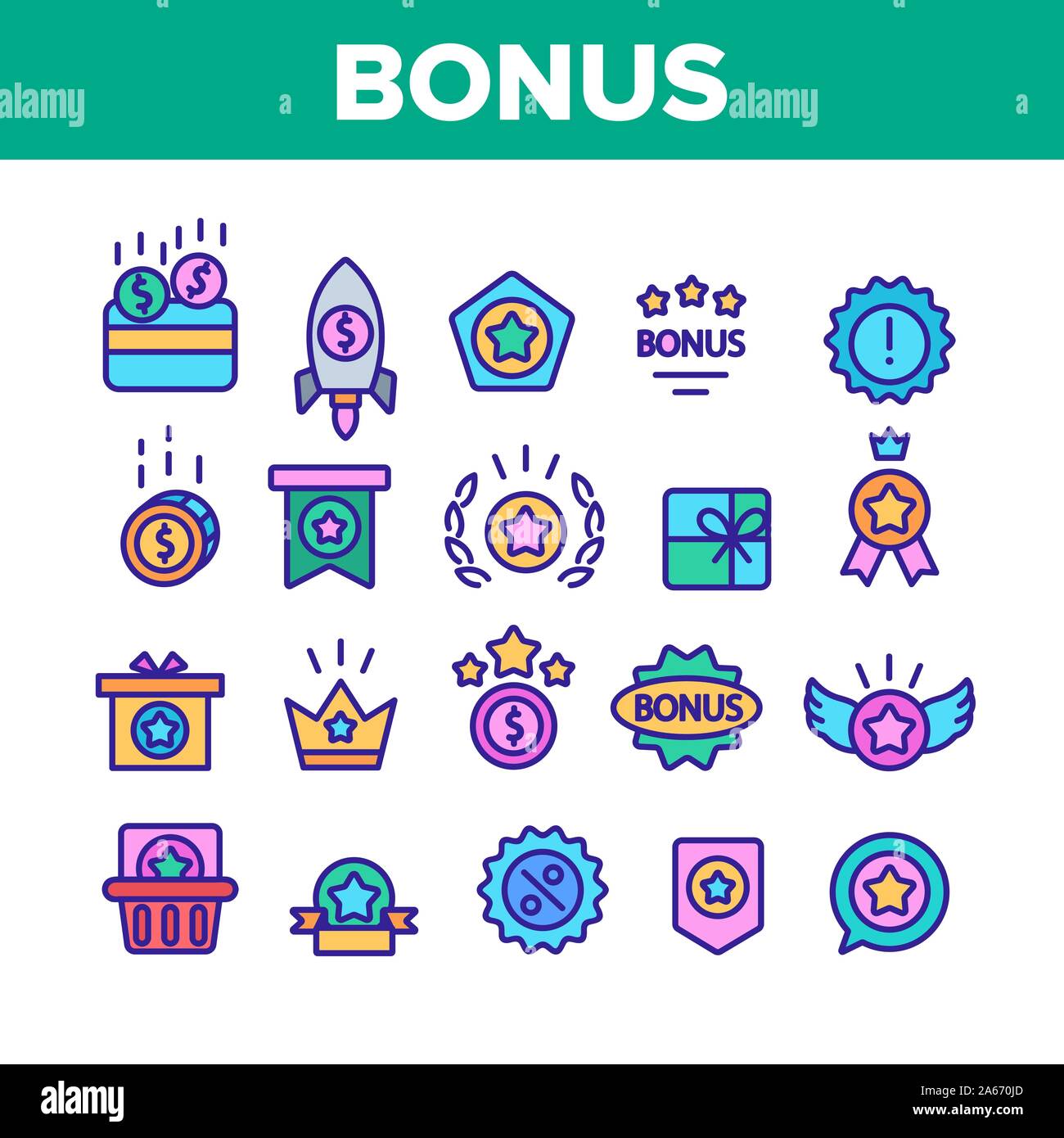 Bonus Loyalty Collection Elements Icons Set Vector Stock Vector Image ...