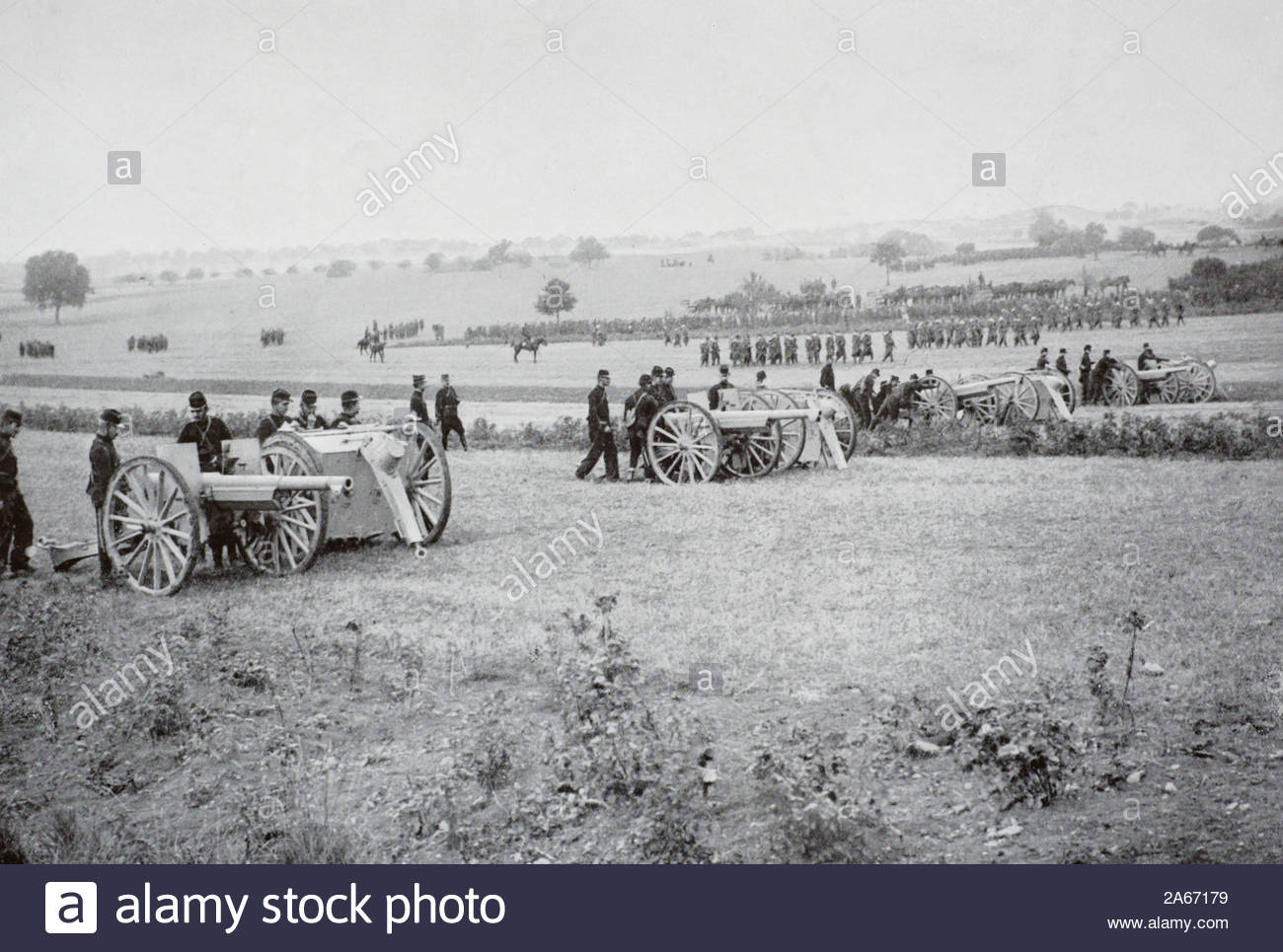 WW1 French Artillery with the 75 mm field gun, vintage photograph from ...
