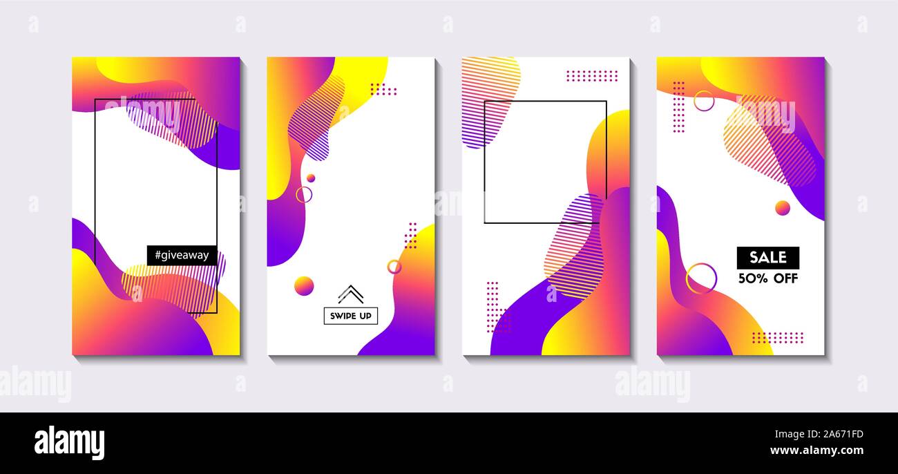 Stories templates for social media. Vector set of abstract liquid fluid ...