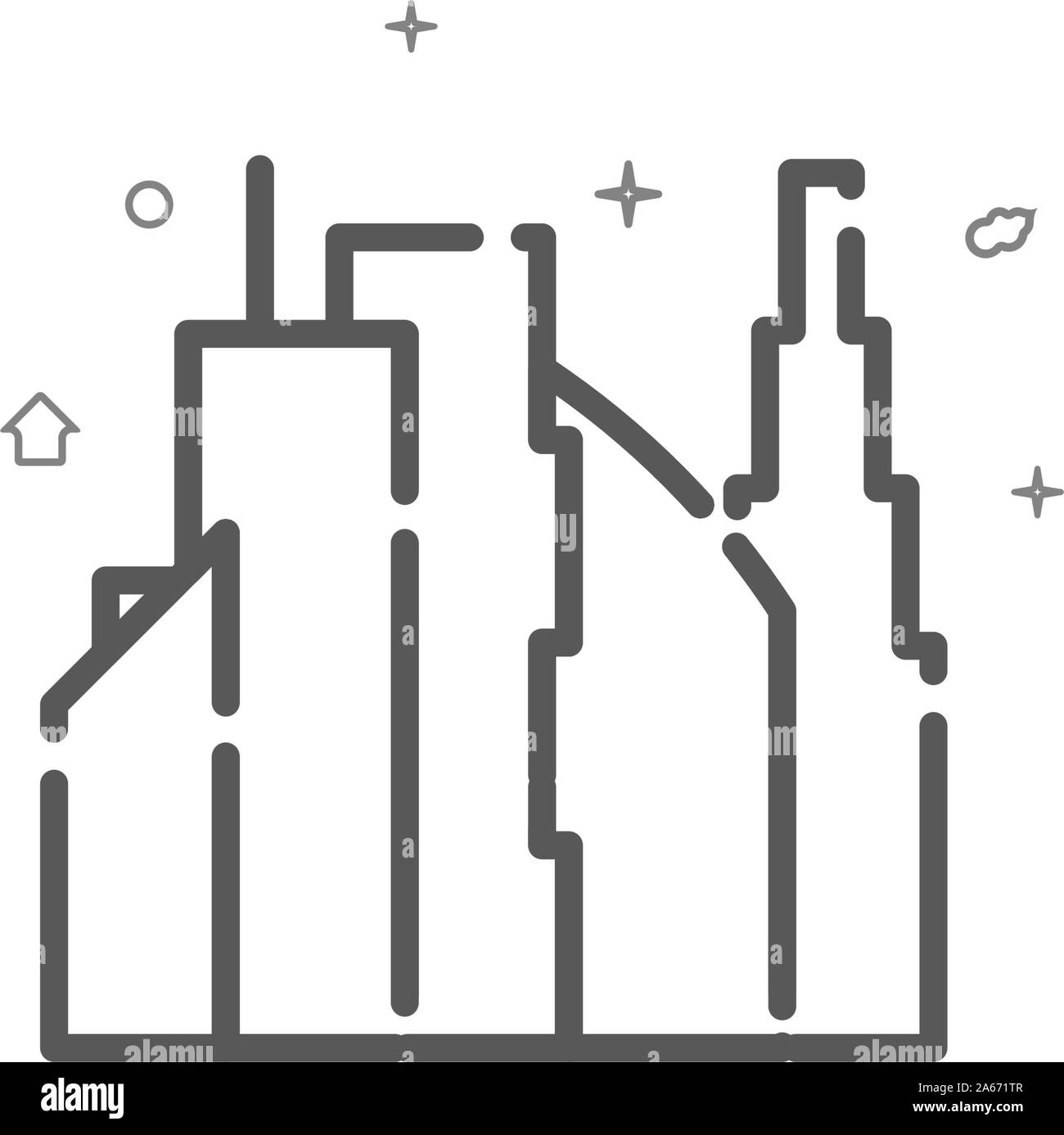 Big city simple vector line icon. Skyscrapers symbol, pictogram, sign ...