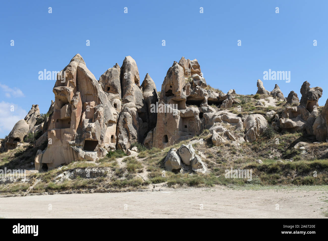Rock Formations in Valleys of Cappadocia, Nevsehir City, Turkey Stock ...