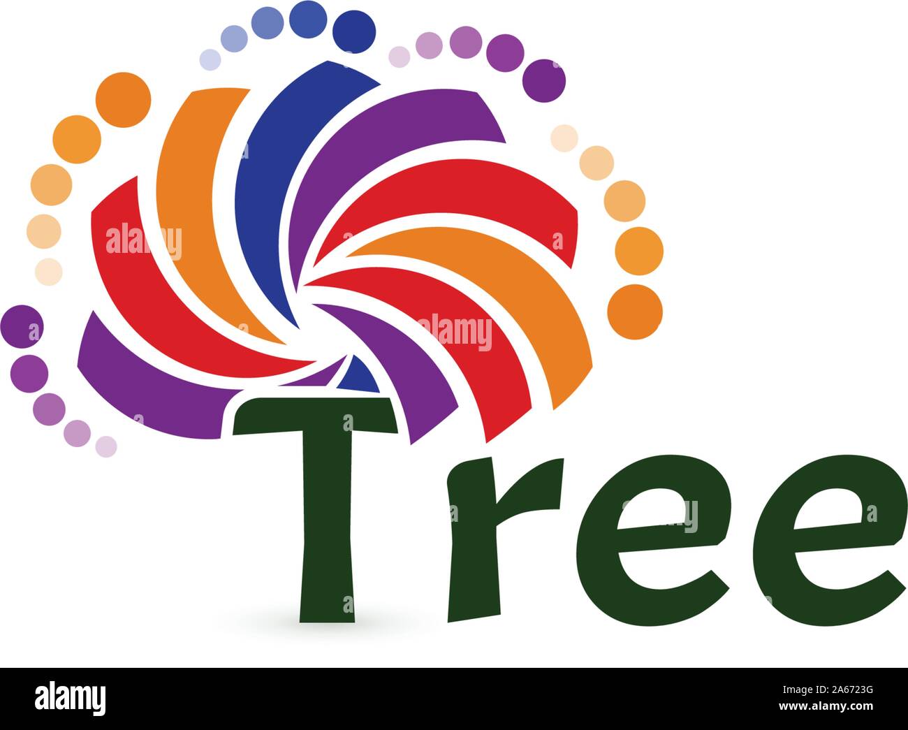 Abstract tree vector icon. Colorful palette isolated sign. Air ...