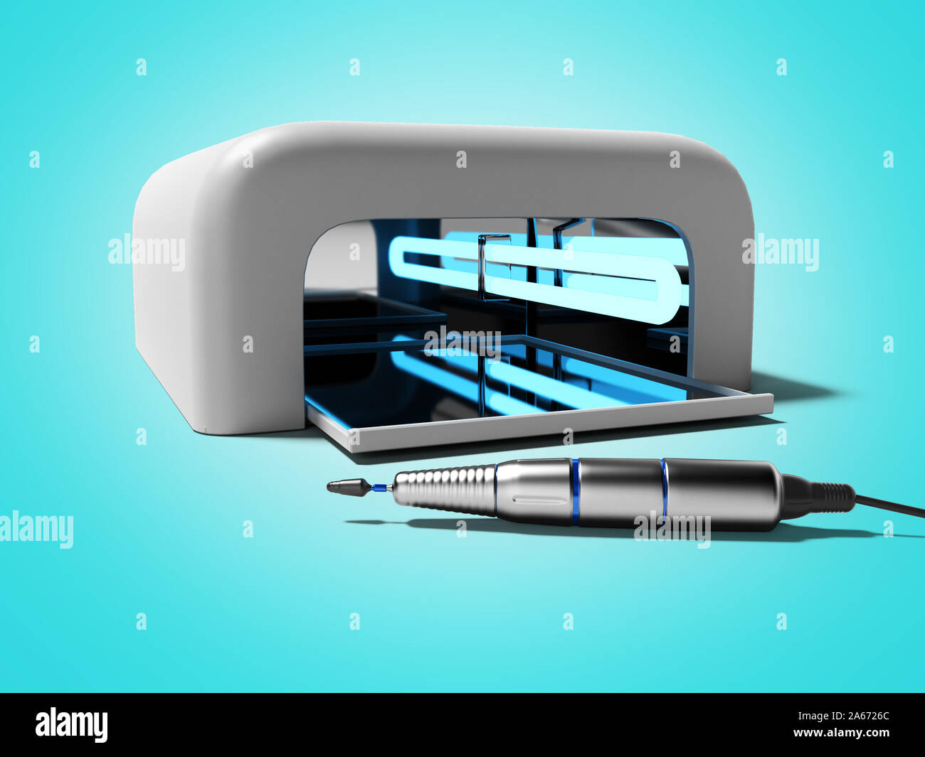 Gray ultraviolet lamp for drying gel polish and bur machine for ...