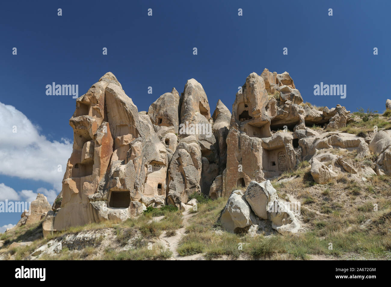 Rock Formations in Valleys of Cappadocia, Nevsehir City, Turkey Stock ...