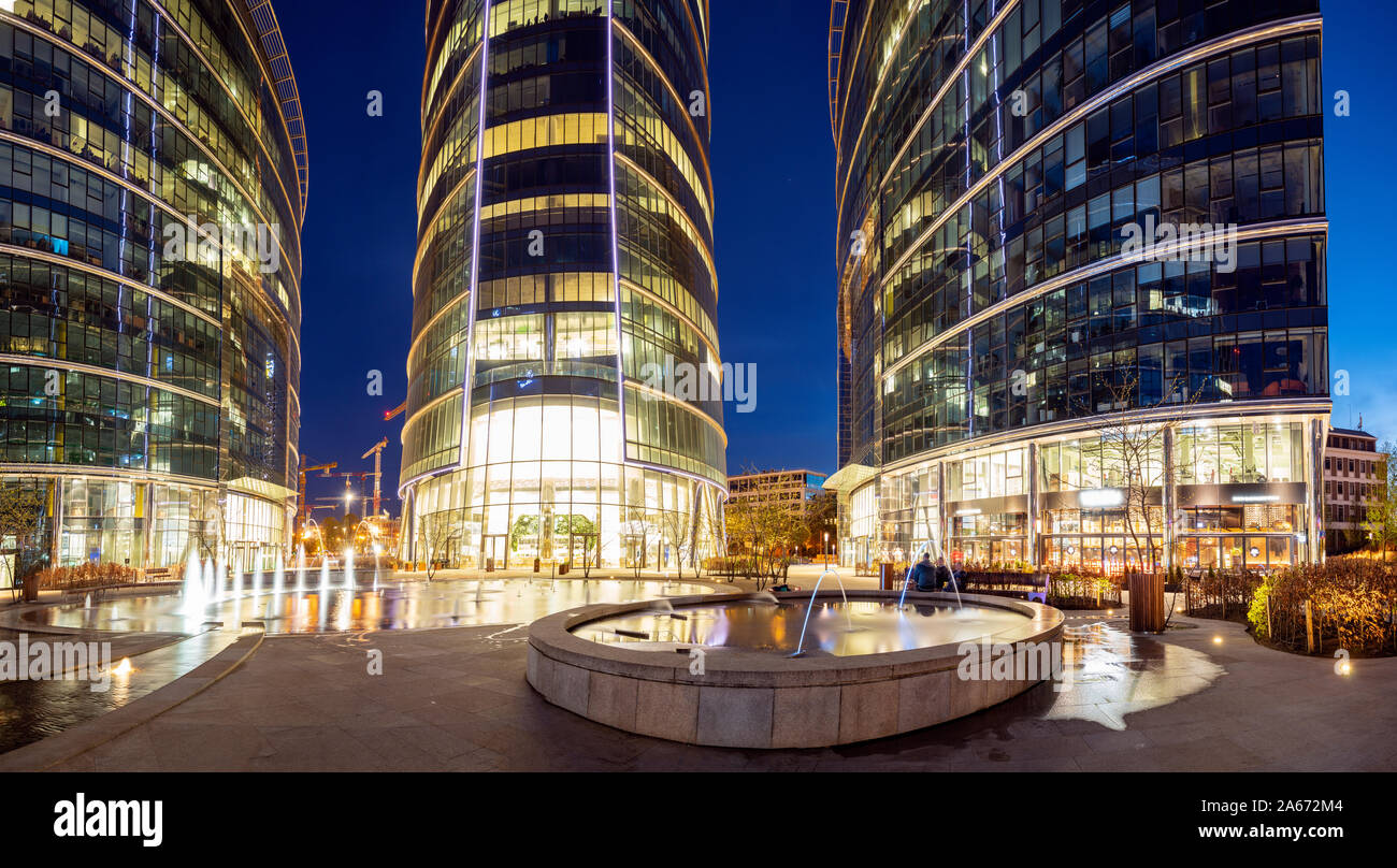 Warsaw,Poland-April 2018:modern office buildings-Warsaw spire, Business ...