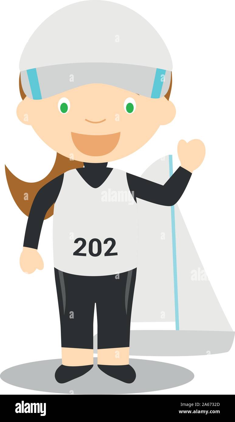 Sports cartoon vector illustrations: Sailing (female Stock Vector Image ...