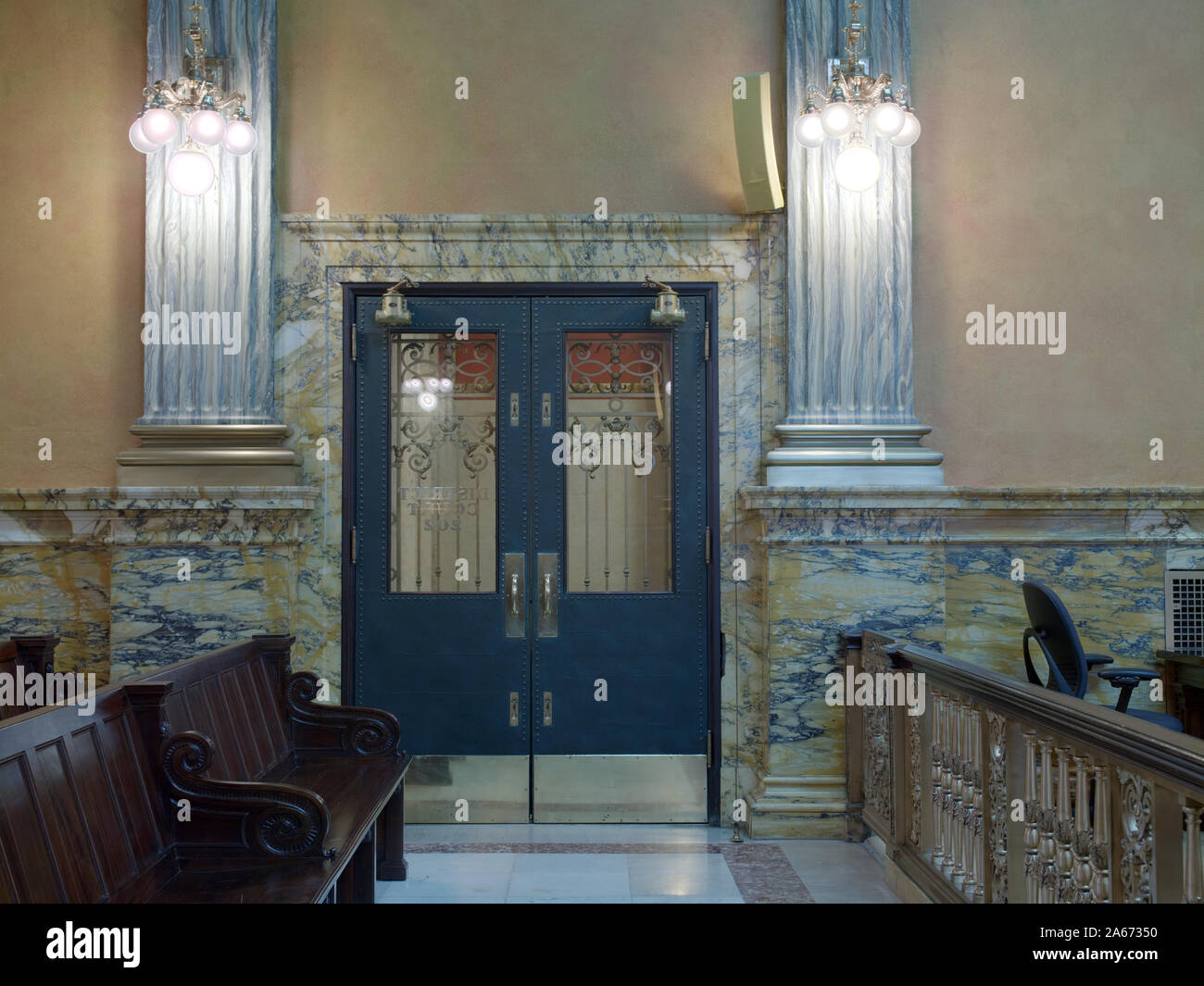 West courtroom, entry door, Birch Bayh Federal Building, Indianapolis ...