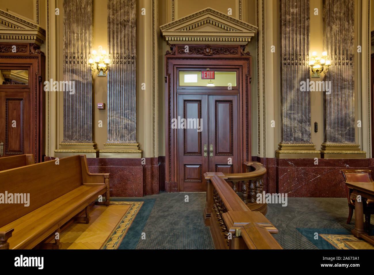 West courtroom, entry door, Howard M. Metzenbaum U.S. Courthouse ...