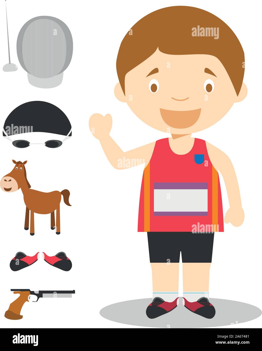 Sports cartoon vector illustrations: Modern Pentathlon Stock Vector ...