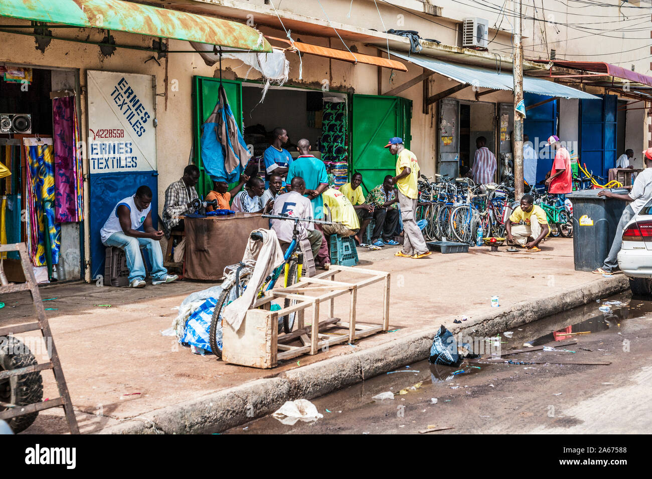 A busy street scene in Serekunda in The Gambia, West Africa Stock Photo ...