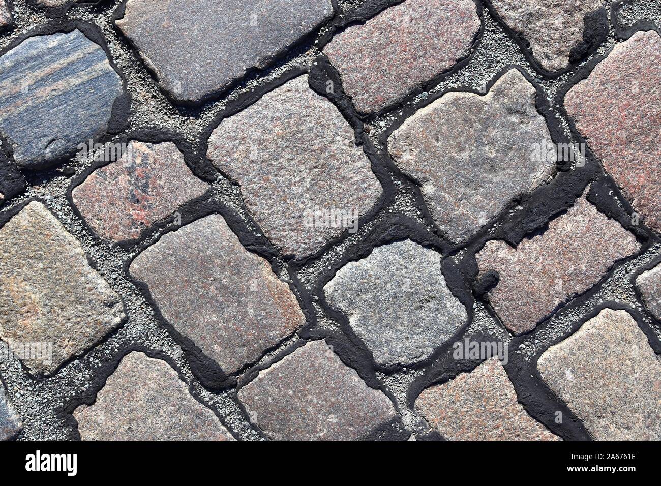 Highly detaled close up view on cobblestone textues with perspective in ...