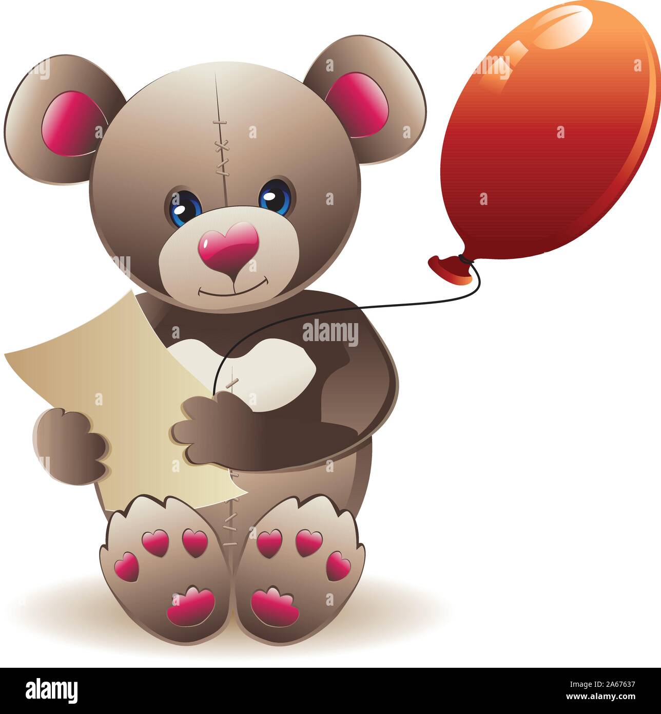 Cute brown teddy bear, cartoon happy bear illustration Stock Vector ...