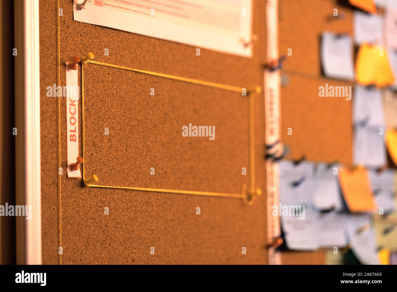 Close up task board, scrum, office bulletin board, agile stickers ...