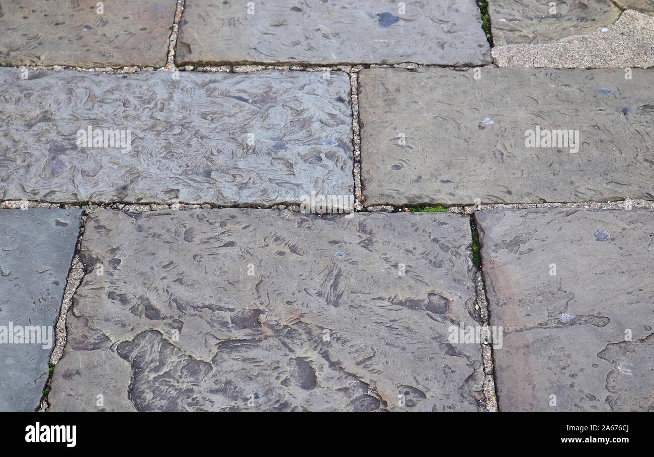 Highly detaled close up view on cobblestone textues with perspective in ...