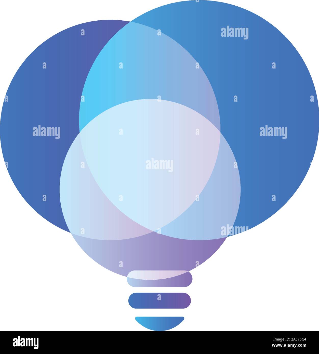 Intersection circles, lightbulb abstract symbol, vector illustration on ...