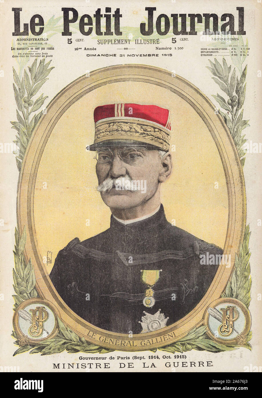 Le Général Gallieni- In "Le Petit Journal" French illustrated newspaper ...