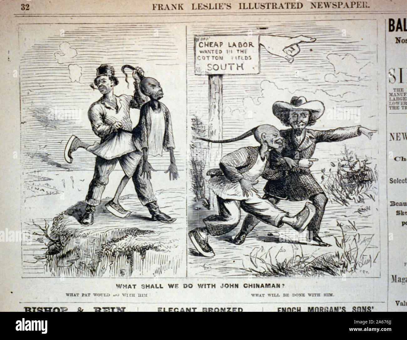 What shall we do with John Chinaman [2 illustrations: 1. Irishman ...