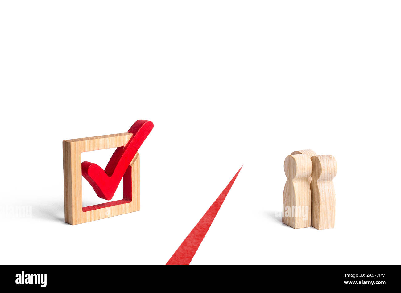 The figures of people and the check mark vote tick are separated by a ...