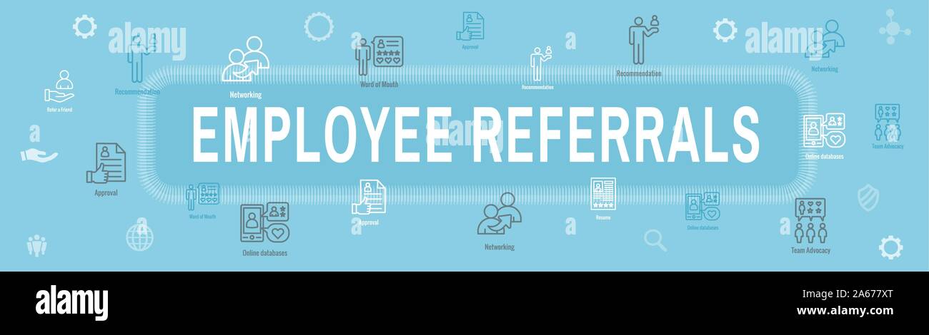 Employee Referrals Icon Set w Web Header Banner Stock Vector Image ...