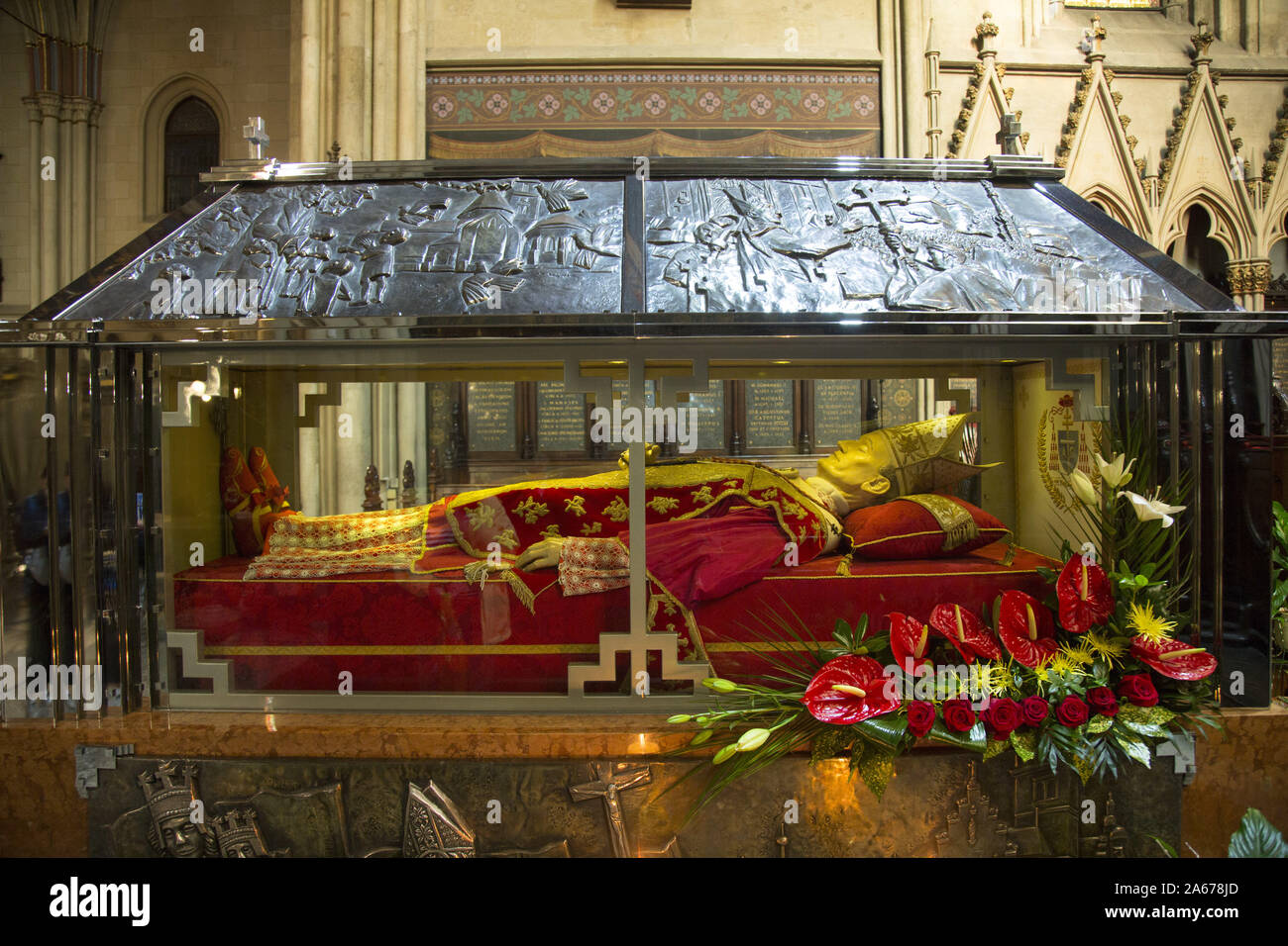Achibisop Stepinac death mask dusplayed in cathedral in Zagreb Stock ...