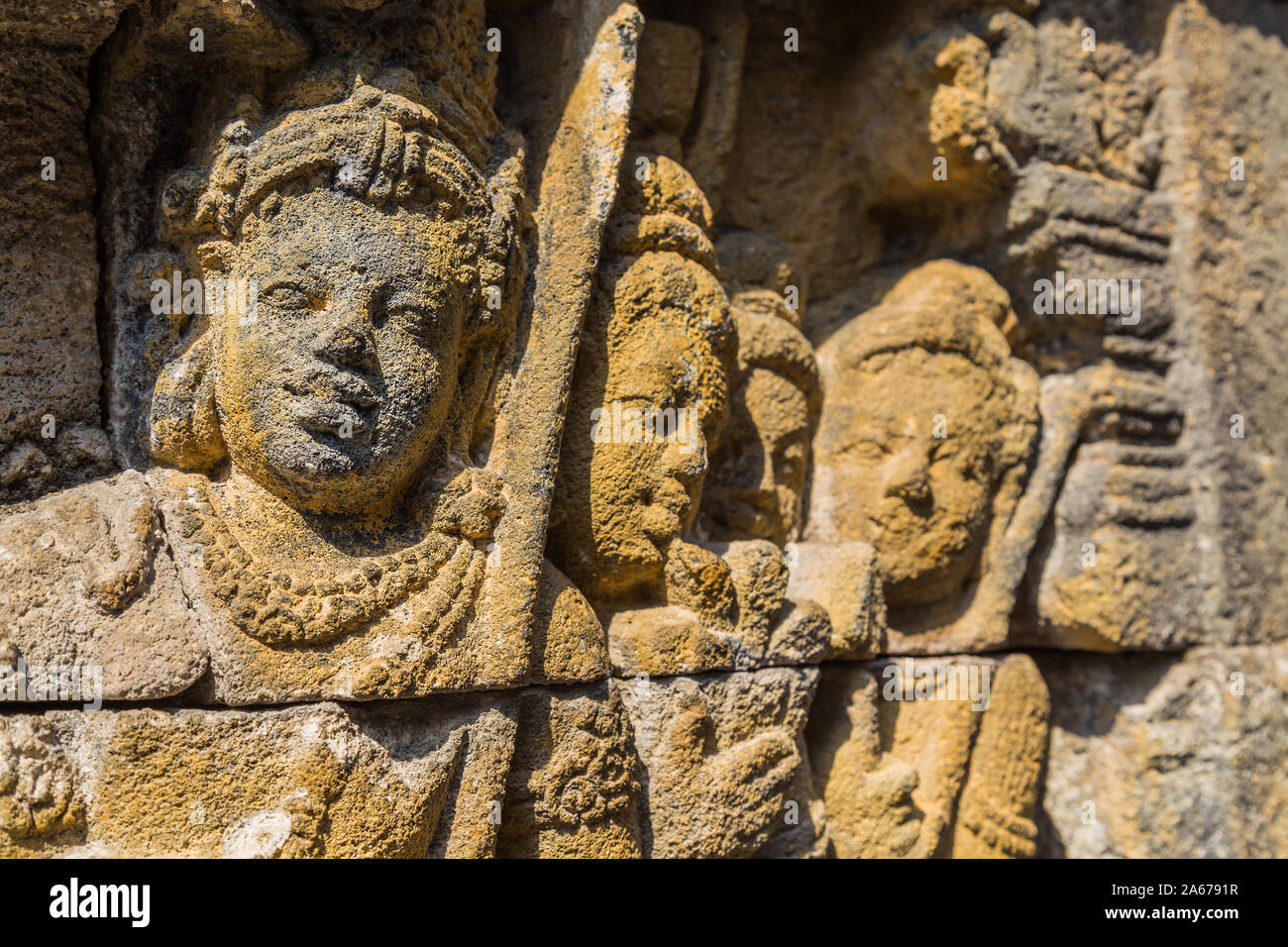Details of Ancient Buddhist temple of Borobudur, in Magelang, Central ...