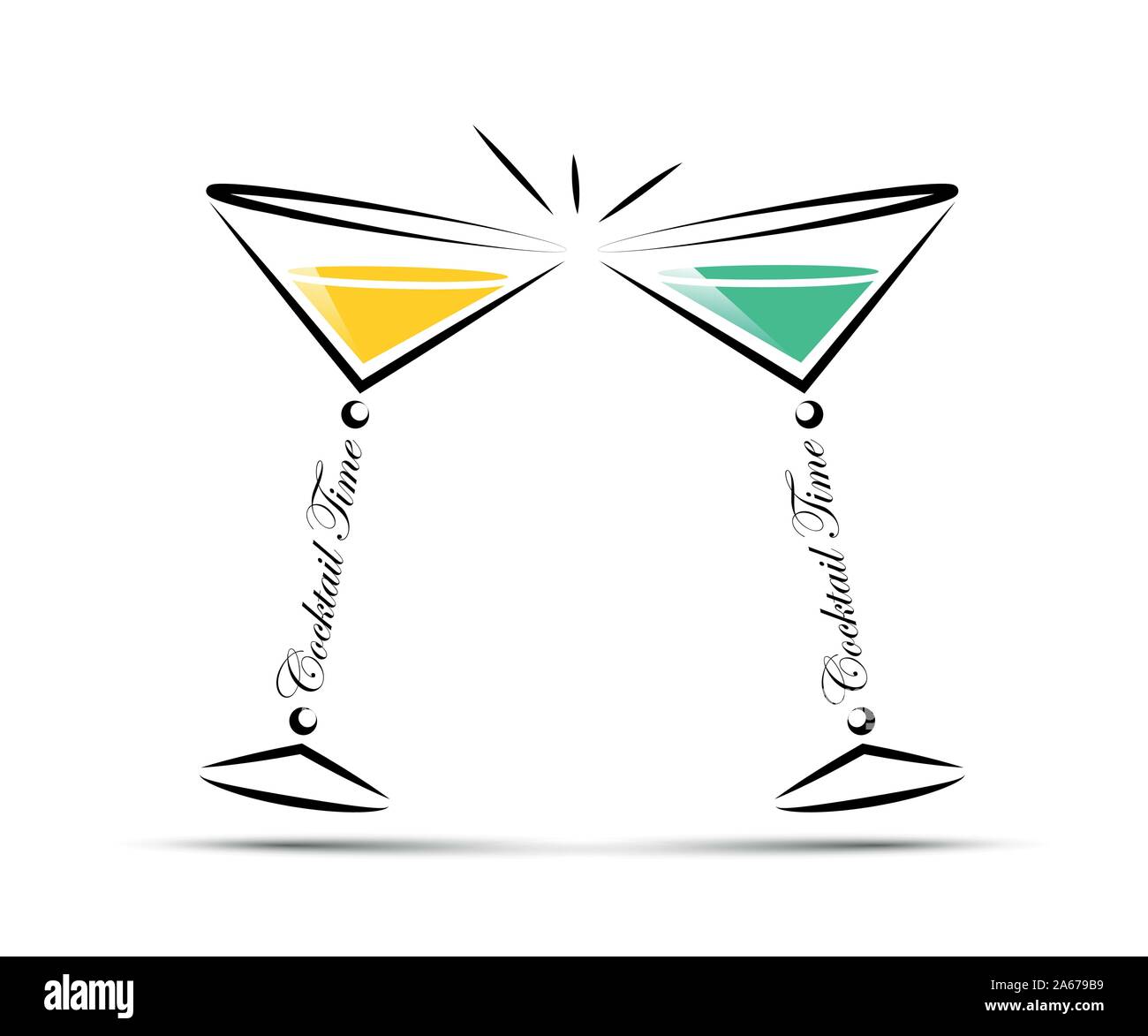 toasting with cocktails line icon vector illustration EPS10 Stock ...