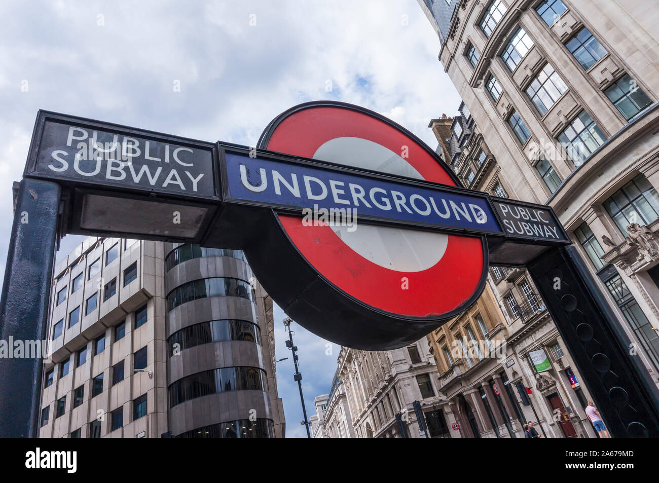 Piccadilly Circus station underground tube street sign. London ...