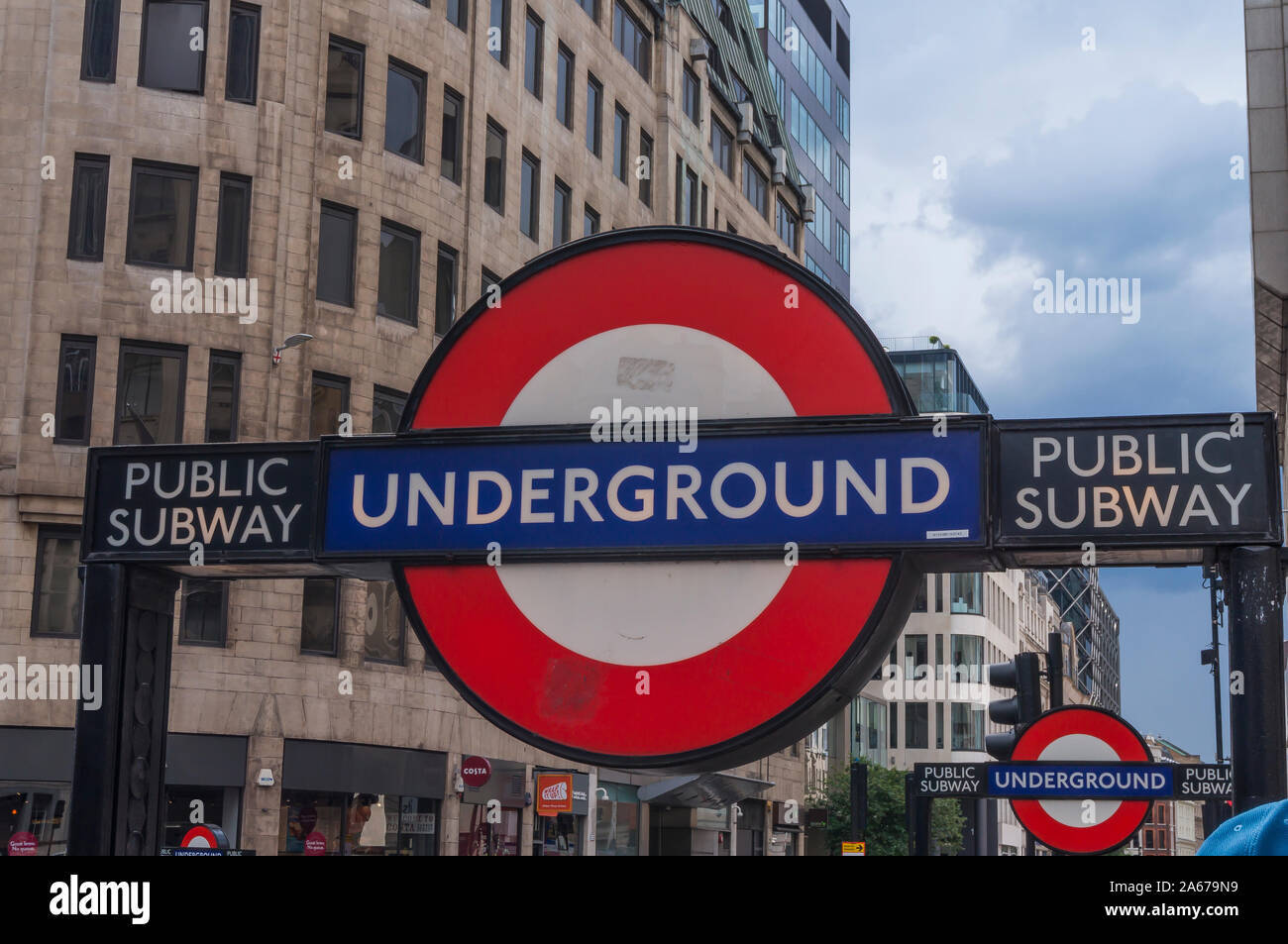 Piccadilly Circus station underground tube street sign. London ...