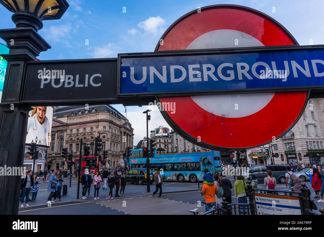Piccadilly Circus station underground tube street sign. London ...