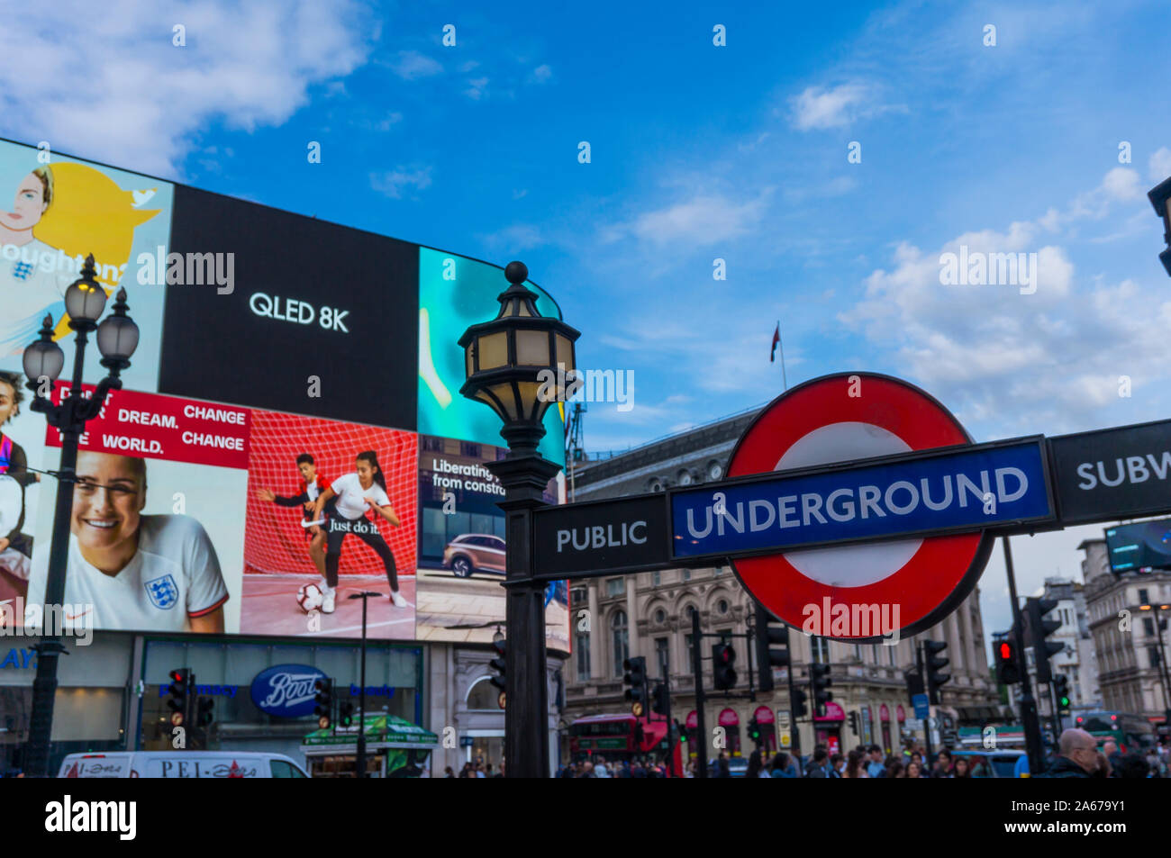 Piccadilly Circus station underground tube street sign. London ...