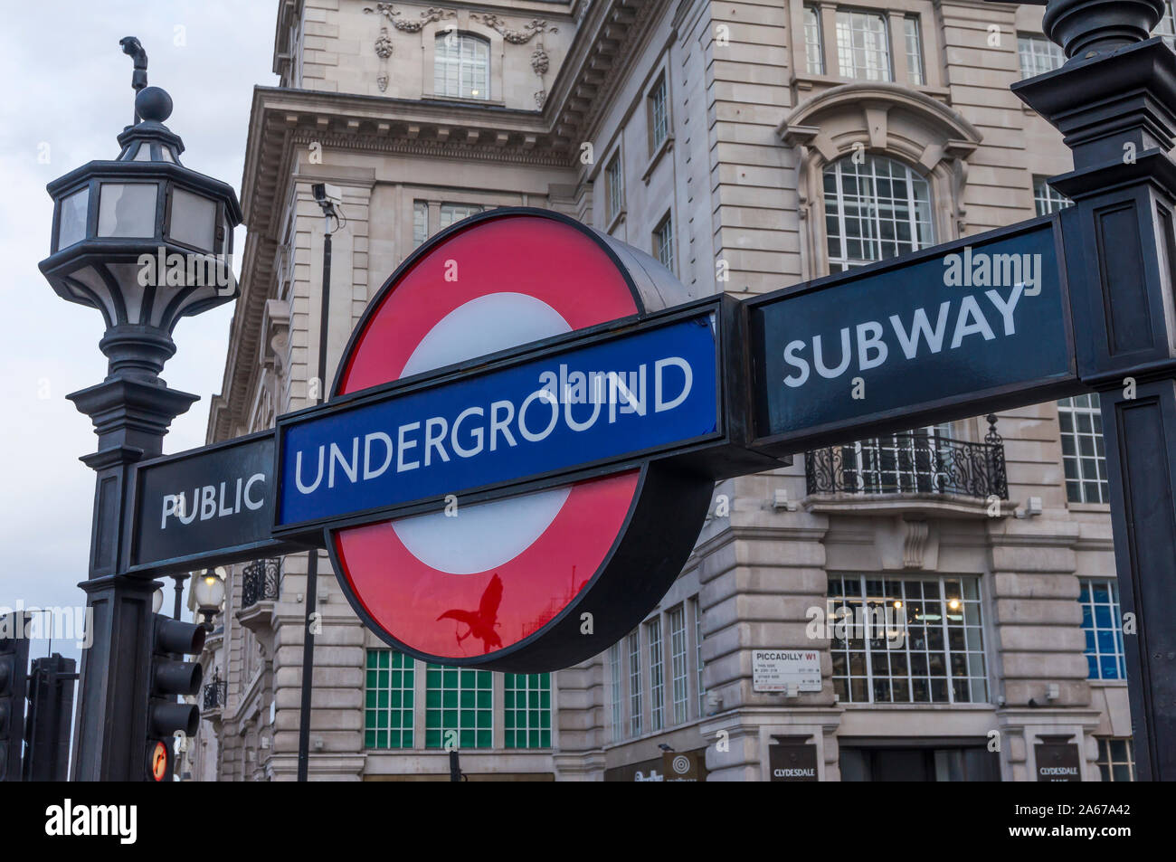 Piccadilly Circus station underground tube street sign. London ...