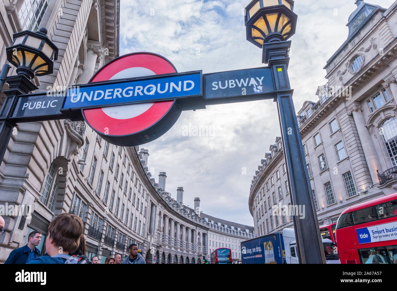 Piccadilly Circus station underground tube street sign. London ...