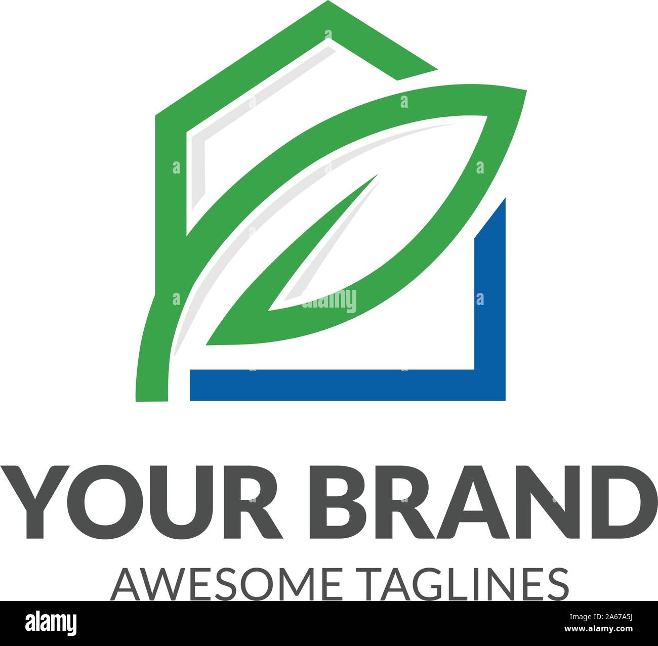 creative simple Green house logo vector. green leaf and house logo ...