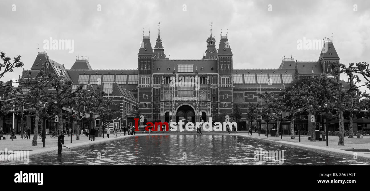 A black and white picture of the I amsterdam sign, in Amsterdam Stock ...