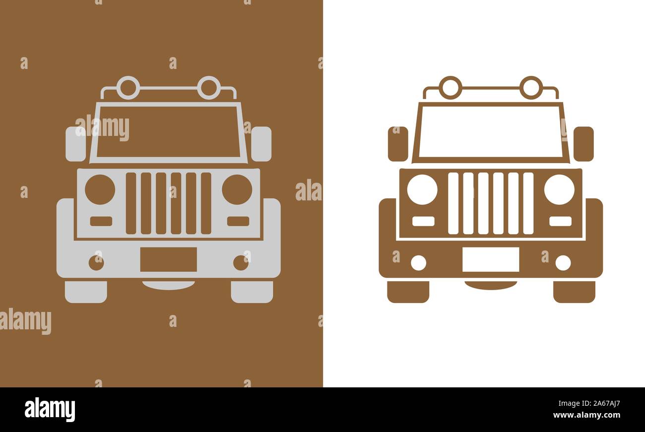 Offroad suv car with front view monochrome template for labels, emblems ...