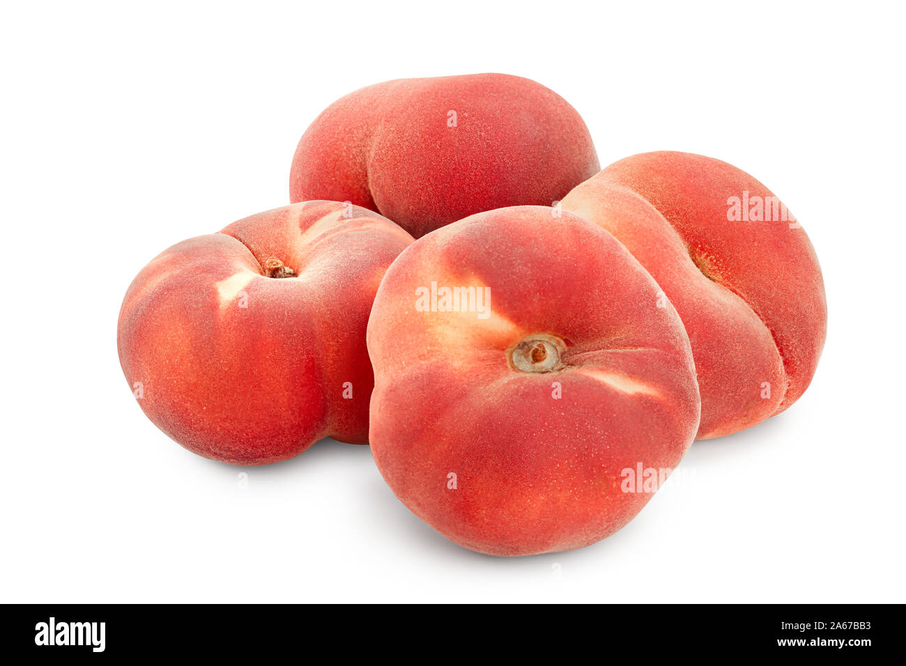 Ripe chinese flat peach fruit isolated on white background Stock Photo ...