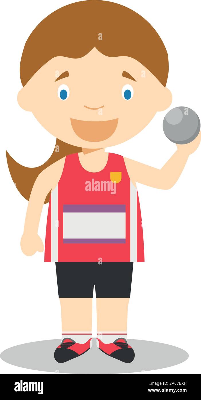 Sports cartoon vector illustrations: Shot Put (female Stock Vector ...
