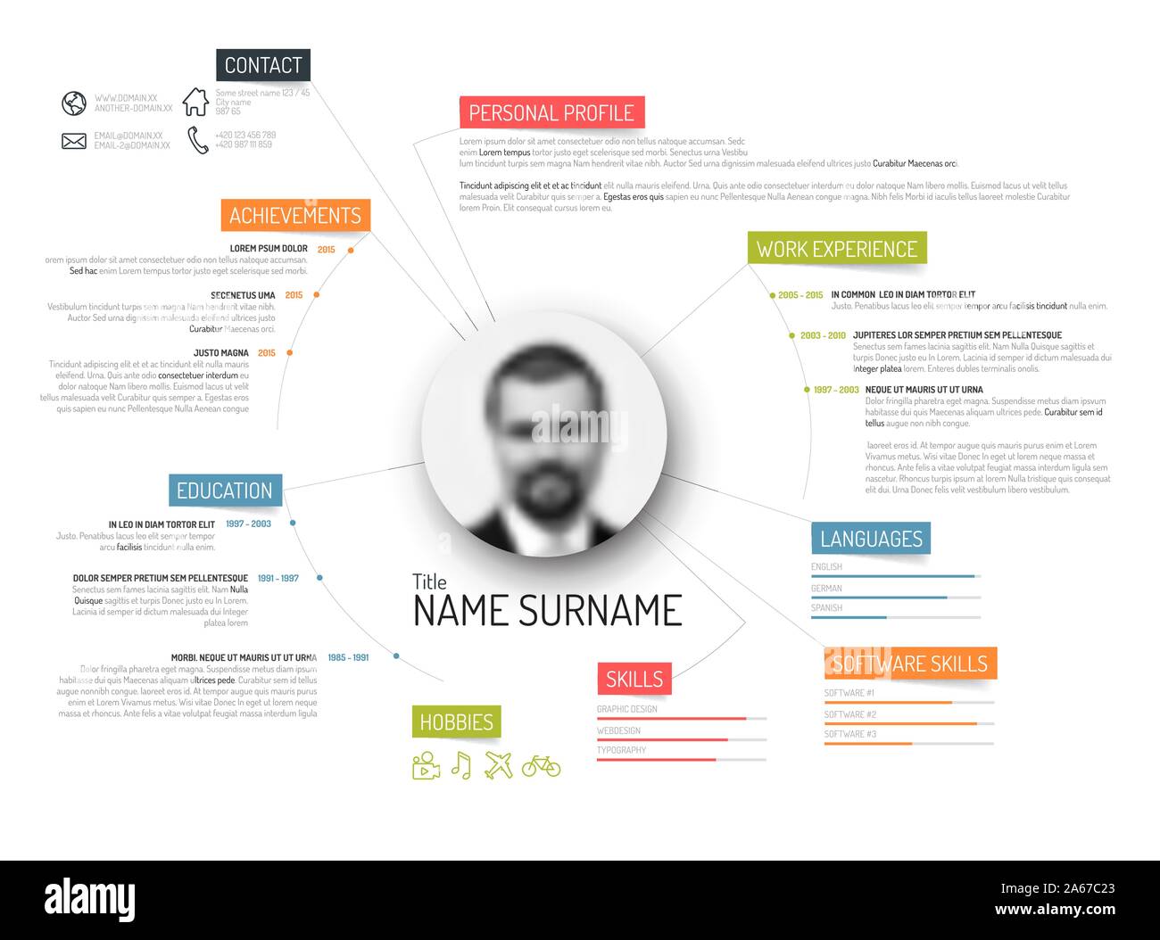 Vector original minimalist cv / resume template - creative version with ...