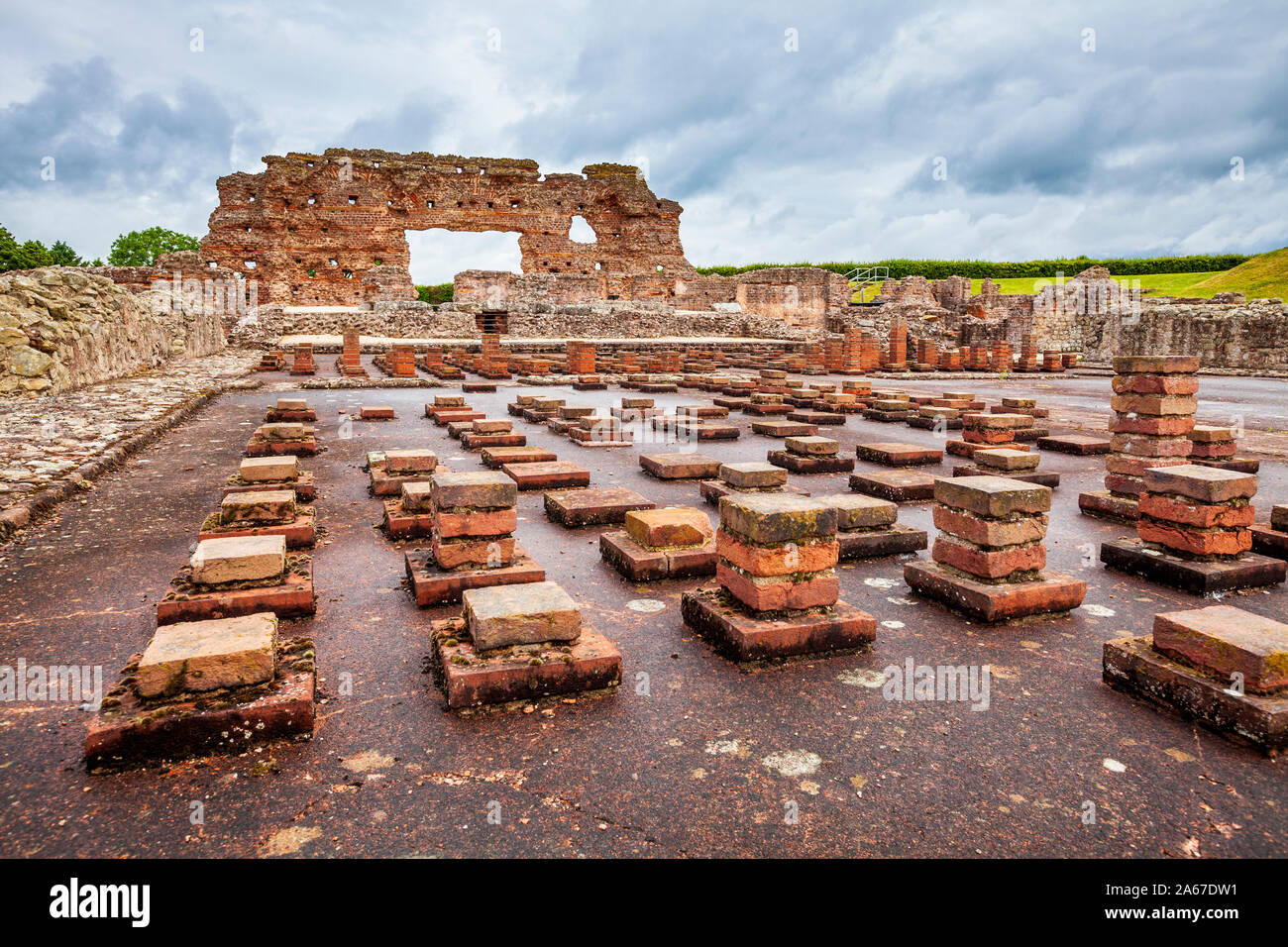 The Hypocaust system and remains of the Basilica wall of the Roman ...