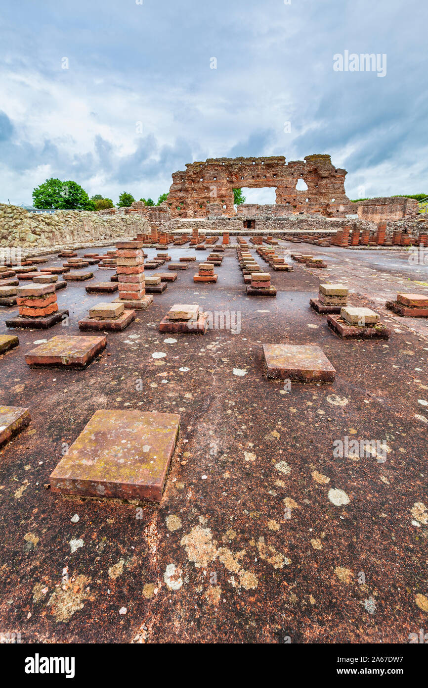 The Hypocaust system and remains of the Basilica wall of the Roman ...