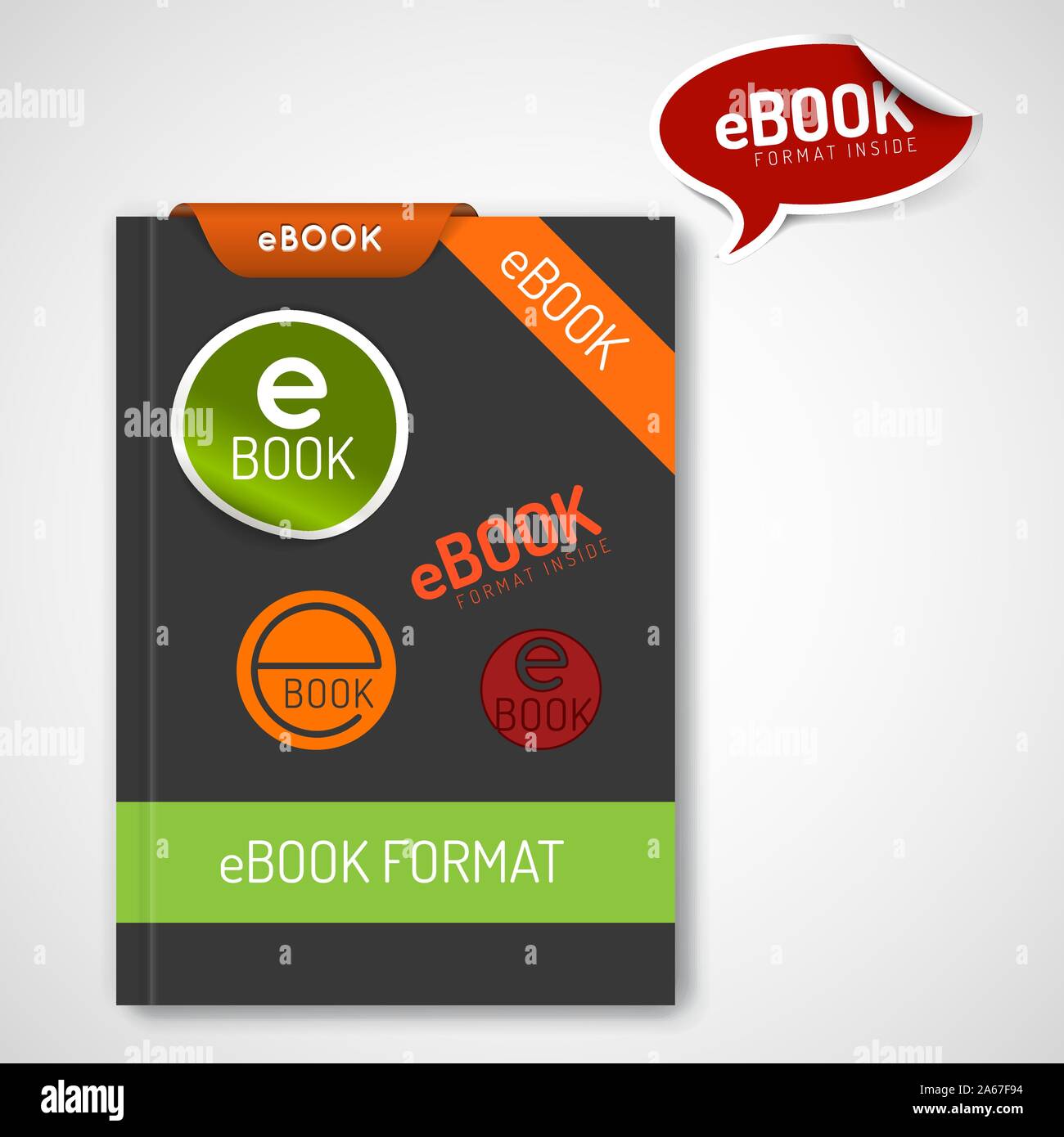 Vector ebook markers - stickers, stamps, corners, labels, ribbons ...