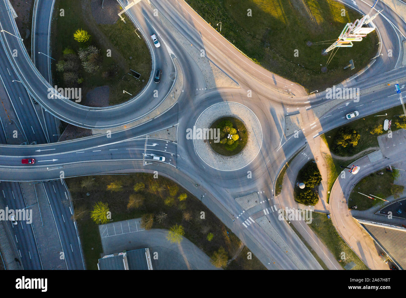 Aerial view of highway intersection Stock Photo - Alamy