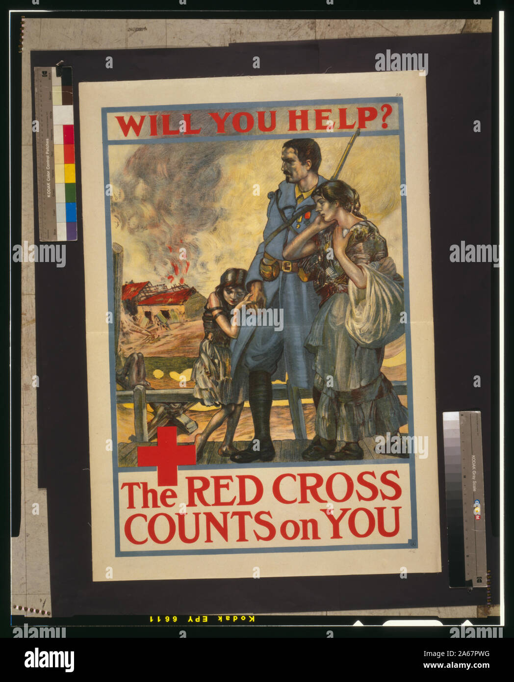 Will you help The Red Cross counts on you Abstract: Poster showing a ...