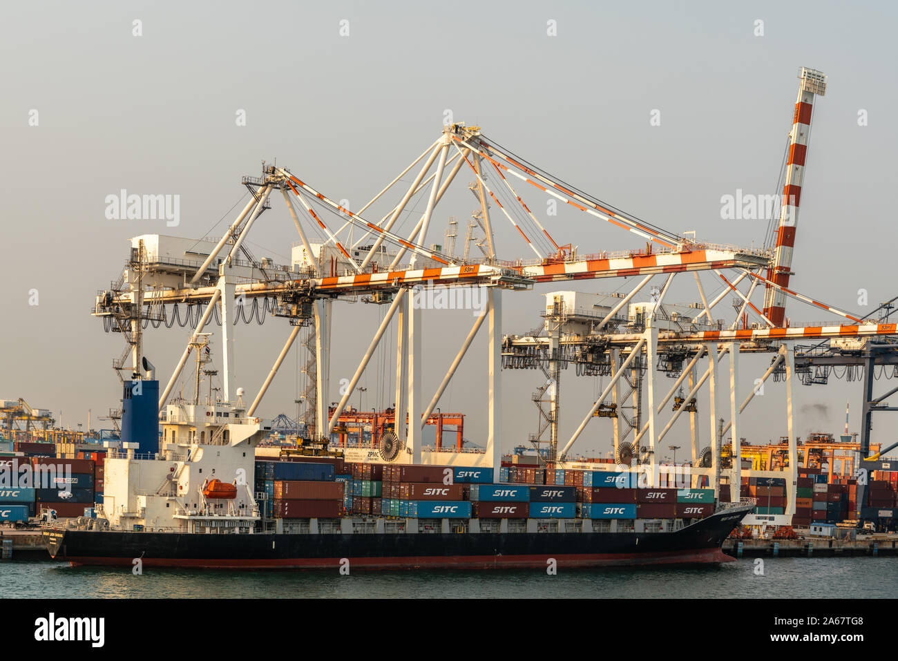 Laem Chabang seaport, Thailand - March 17, 2019: Black small Bright ...